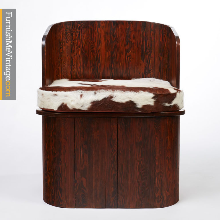 Vintage Custom Made Solid Rosewood Stained Barrel Priest Chair