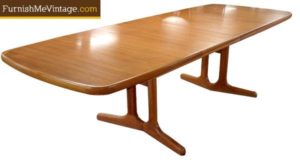 Refinished Danish Teak Rounded Rectangle Dining Table