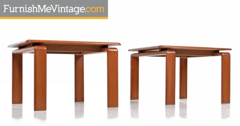 Danish End Table With Floating Tops -Solid Teak Vintage Modern