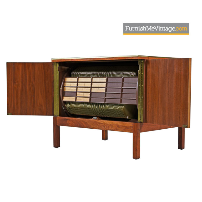 Music Minder LP Storage Record Cabinet by Imperial - Walnut and Brass