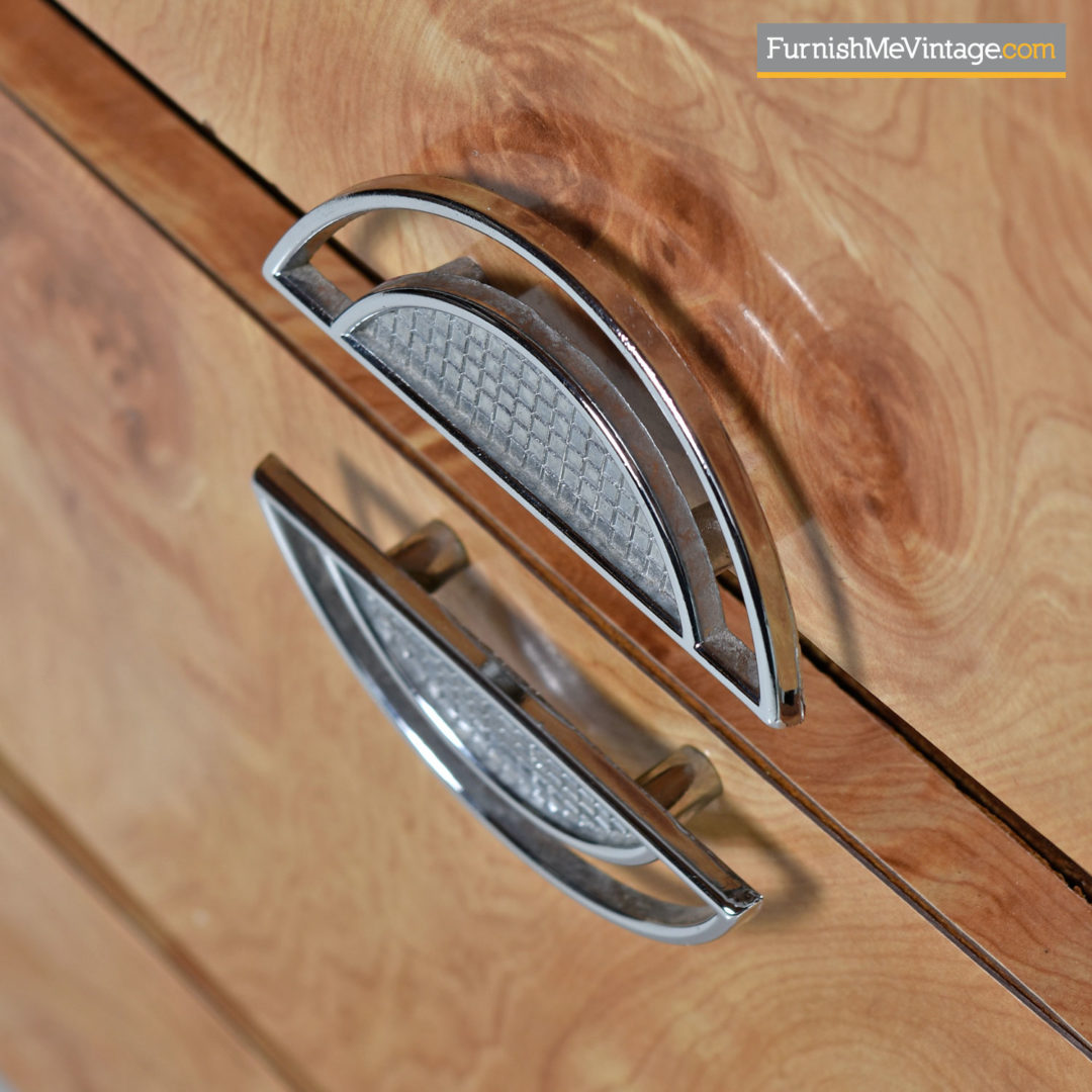 Karl Springer Style Hollywood Regency Art Deco Faux Burl Nightstands