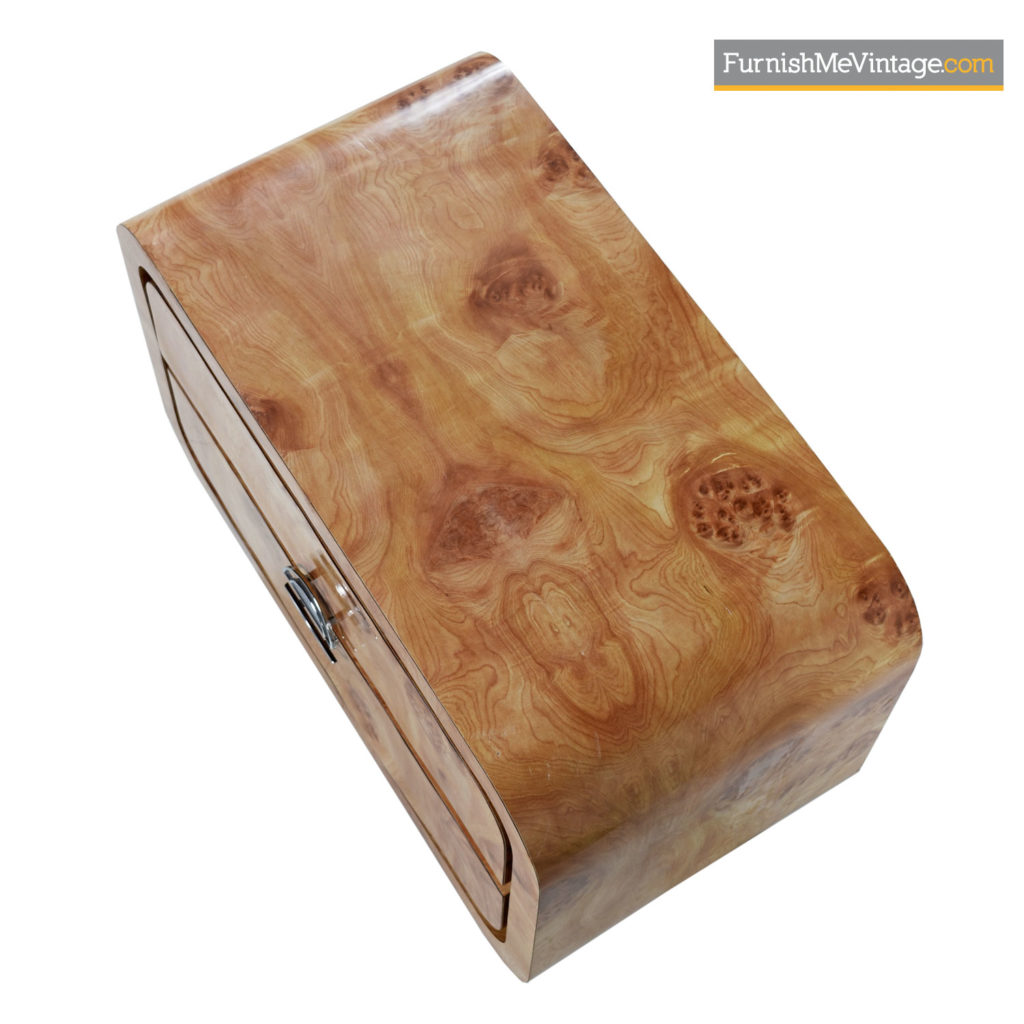 Karl Springer Style Hollywood Regency Art Deco Faux Burl Nightstands