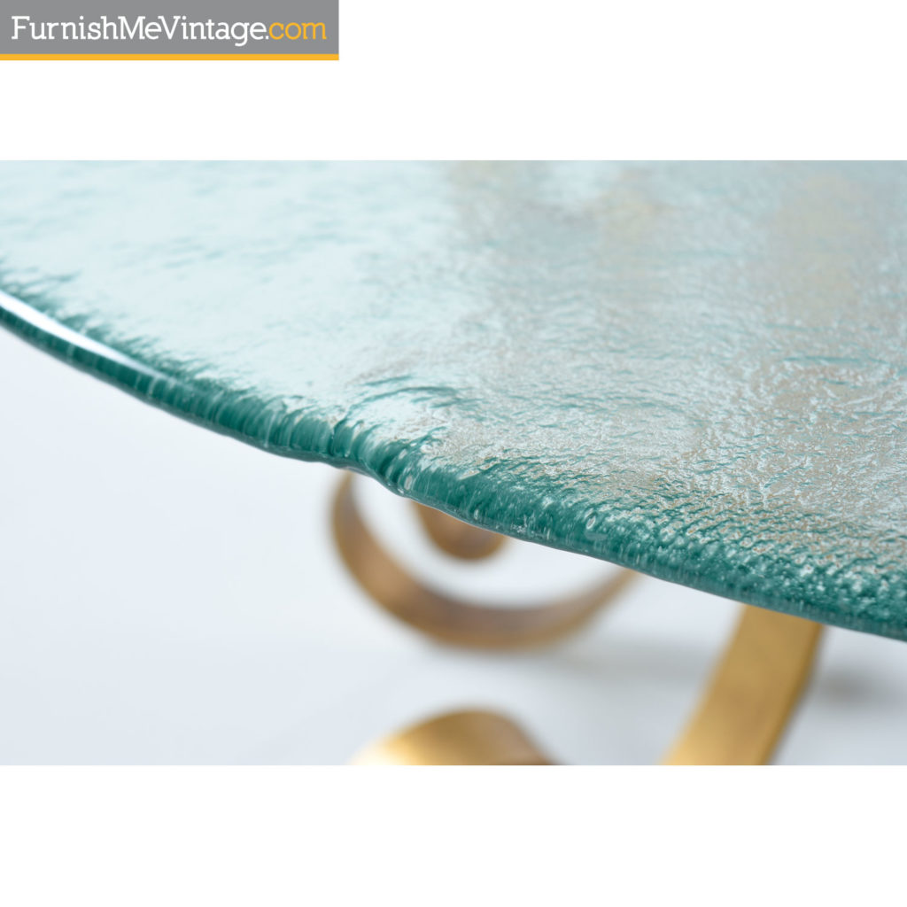 Gold Scroll Nautical Round Glass Coffee Table