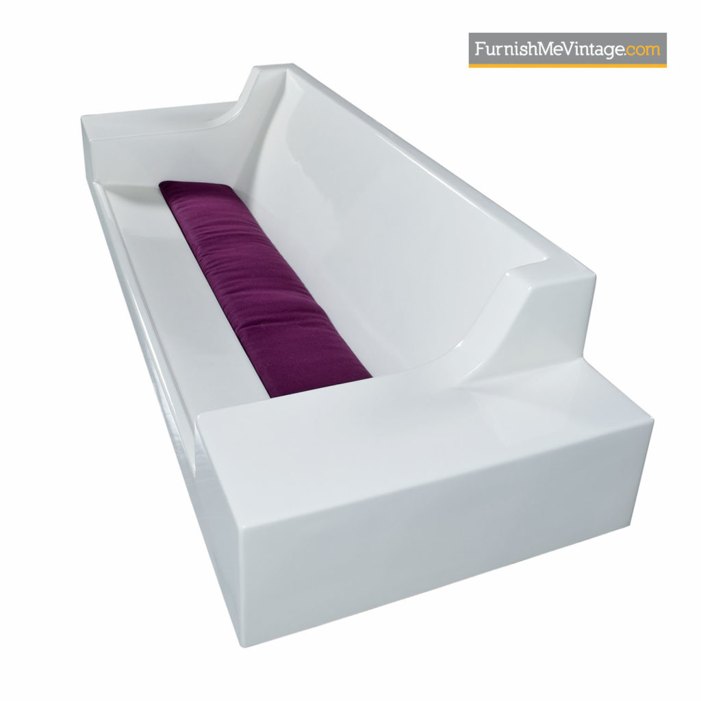 Homecrest Fiberglass Sofa Restored with New Purple Knoll Fabric