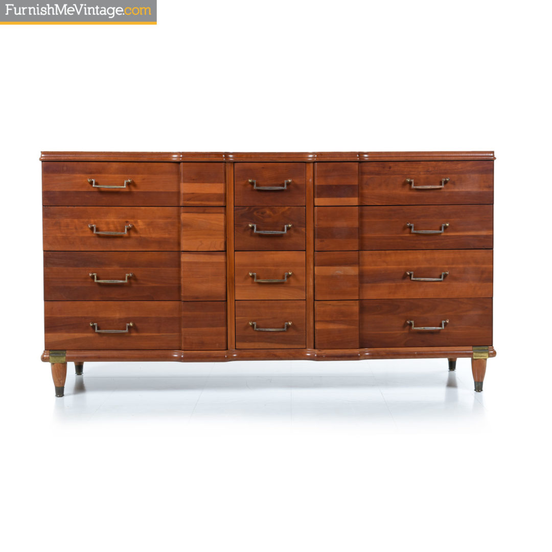 Machine Age Cherry Wood "Conto Original" 12-Drawer Dresser by Hickory MFG.