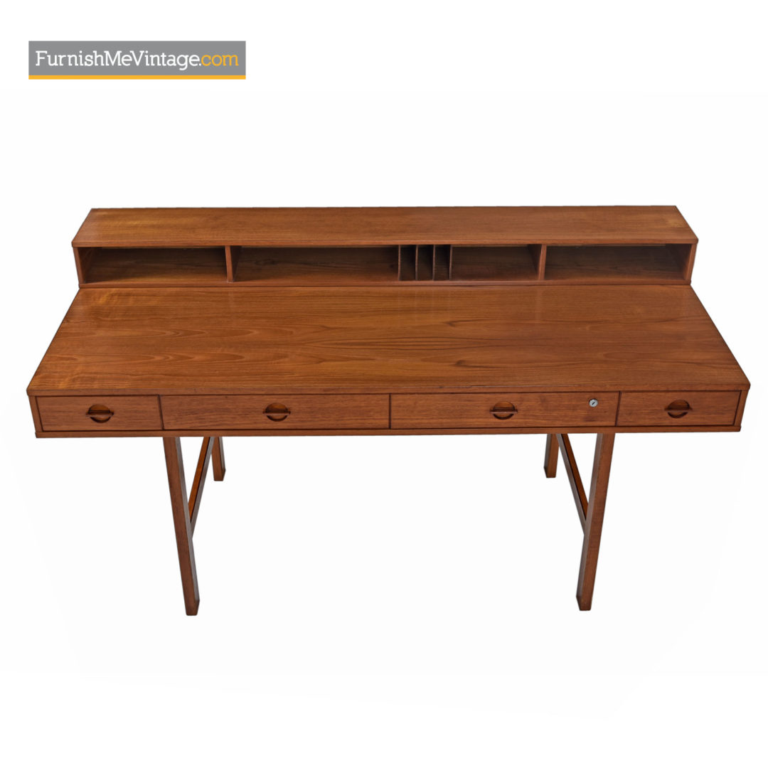 Danish Teak Flip-Top Partners Desk with Bookcase Cabinets by Peter Lovig