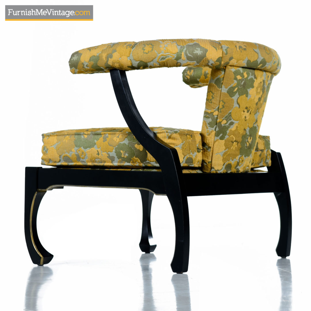 James Mont Style Black Lacquer Asian Modern Chinoiserie Ming Chairs