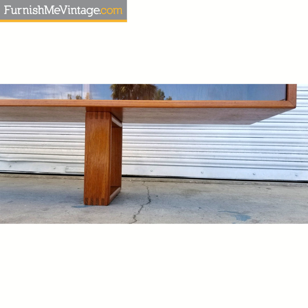 Danish Teak Credenza Hutch with Glass Doors and Finger Joints - Furnish ...